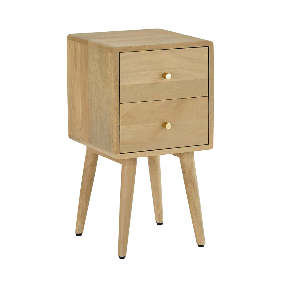 Narrow and Slim Light Oak Bedside Table 30cm wide Fishe and Lilly