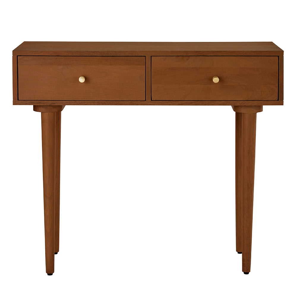 Wooden Dressing and Console Table with 2 Storage Drawers, Walnut Finish ...