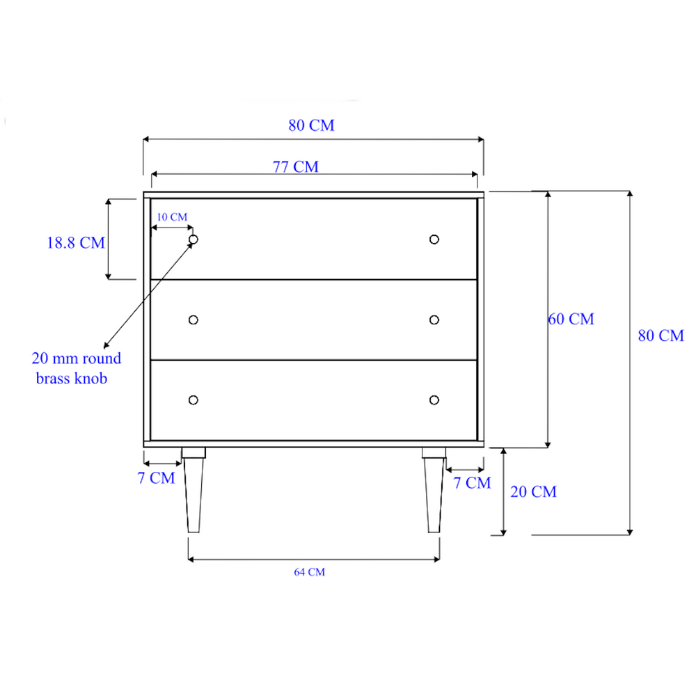 Scandinavian Light Walnut Oslo Chest of 3 Drawers