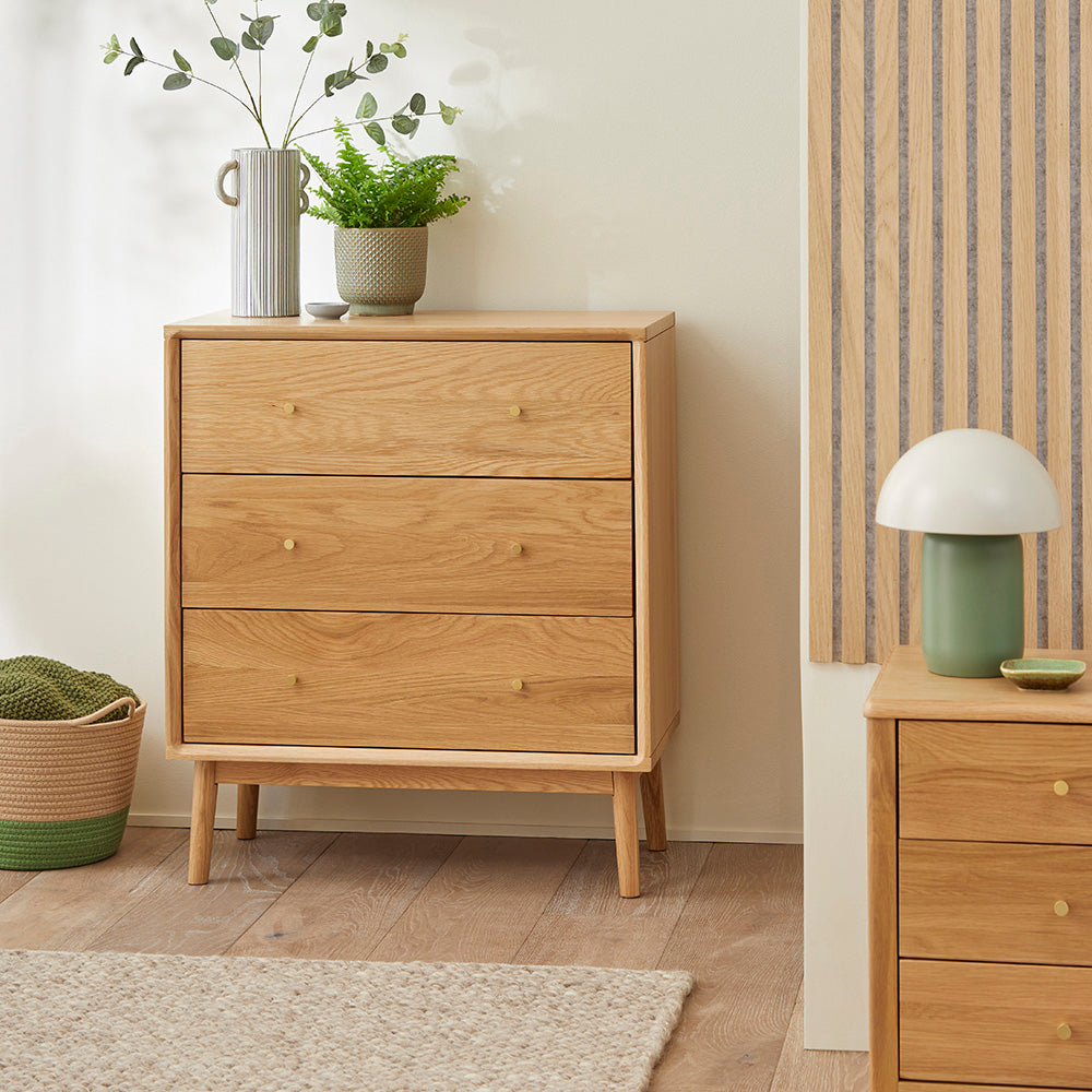 Ready Assembled Oak Chest of 3 Drawers Fishe and Lilly